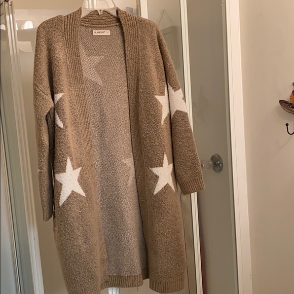Sweaters | Tan Cardigan With Stars On Front And Back | Poshmark